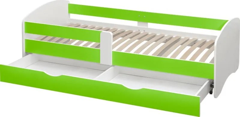 Postel s roštem a úložným prostorem 80x160, bílá/zelená, COCOLINO Kondela 0000395625