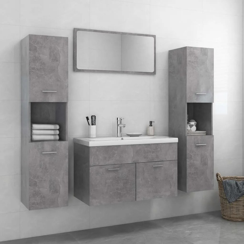 3071508 vidaXL Set koupelnového nábytku betonově šedý dřevotříska