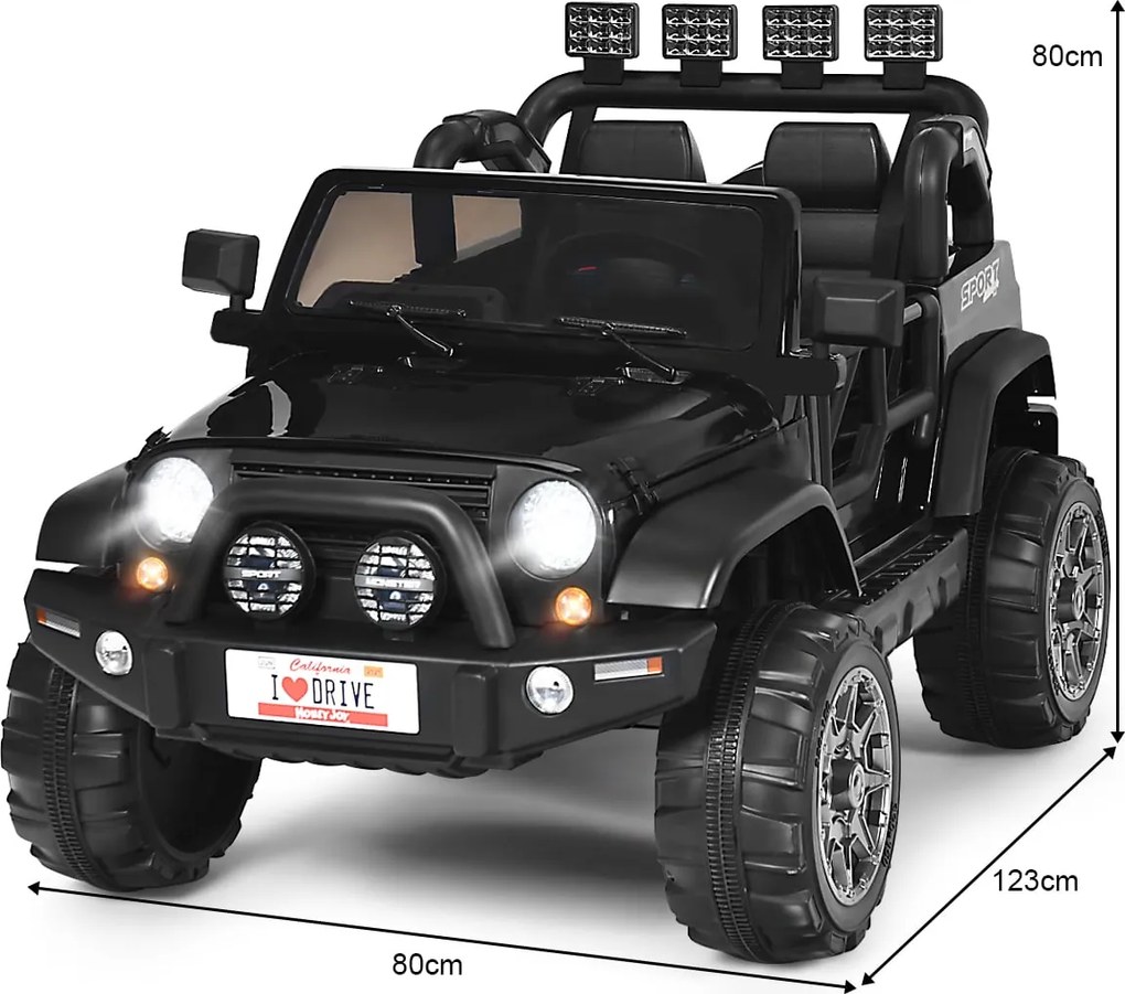 Costway Elektrické auto 12 V napájené baterií se 2 sedadly, černé, černý