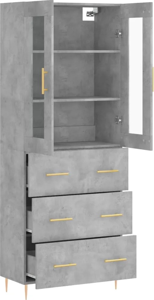 Skříň highboard betonově šedá 69,5x34x180 cm kompozitní dřevo 3198397