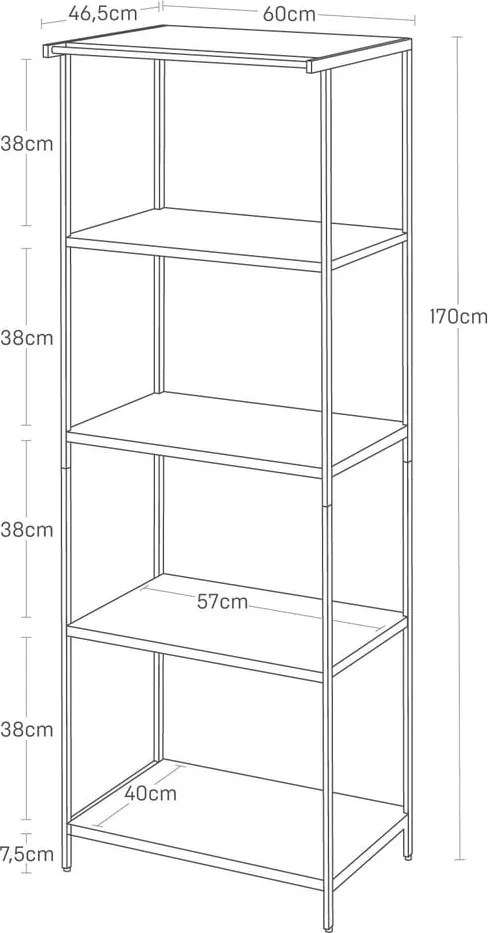 Matně bílý ocelový regál 60x170x46,5 cm Tower – YAMAZAKI