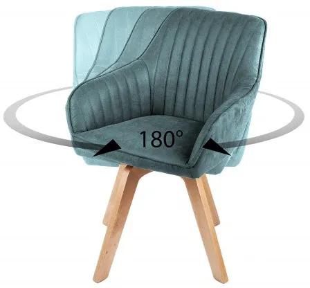 Invicta Interior Designová sametová židle otočná zelená - Lorius IV