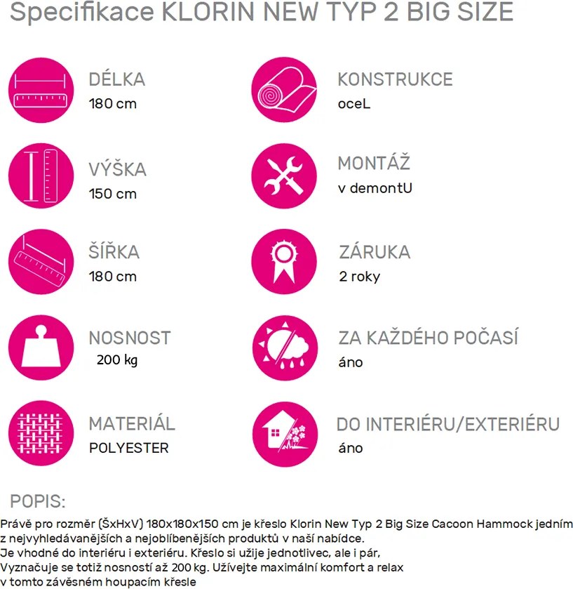 Závěsné houpací křeslo, šedohnědá TAUPE, KLORIN NEW TYP 2 BIG SIZE CACOON HAMMOCK