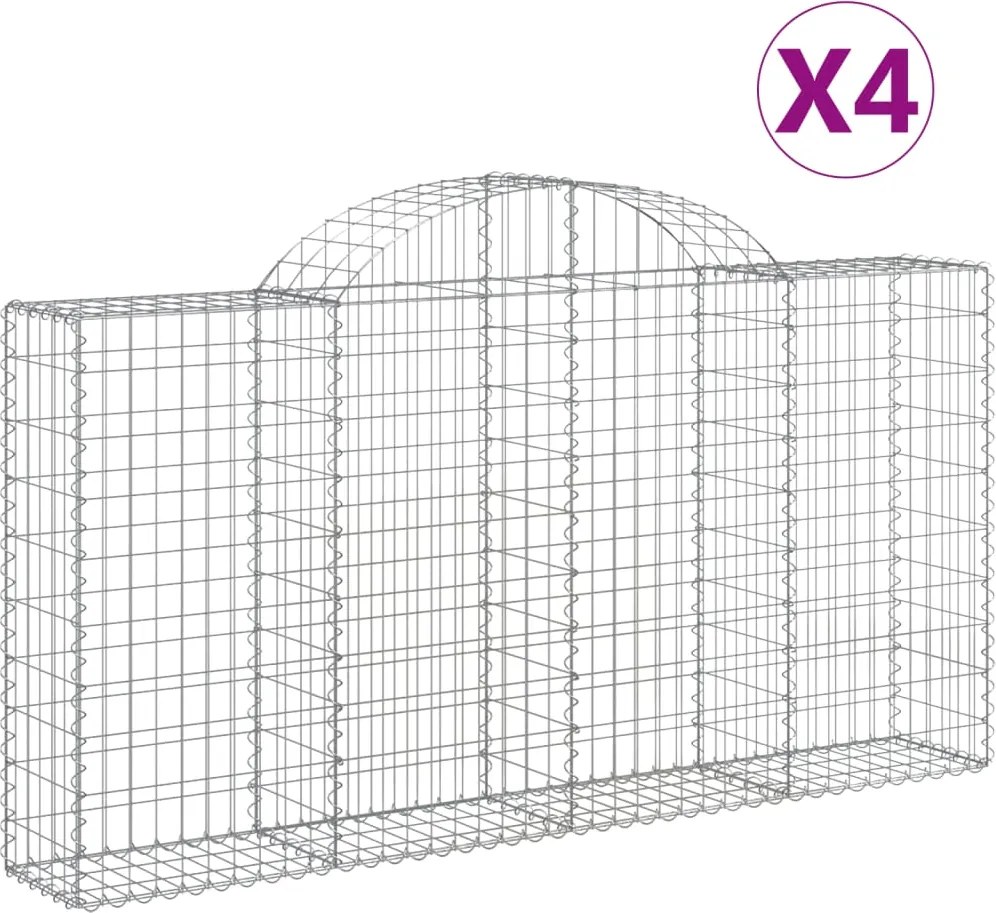 Klenuté gabionové koše 4 ks 200x30x100/120cm pozinkované železo 3146112