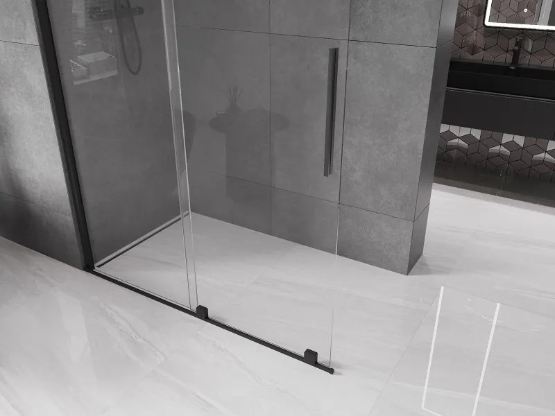 Mexen Velar posuvná sprchová stěna Walk-in 160 x 200 cm, transparentní 8 mm, černá - 871-160-000-03-70