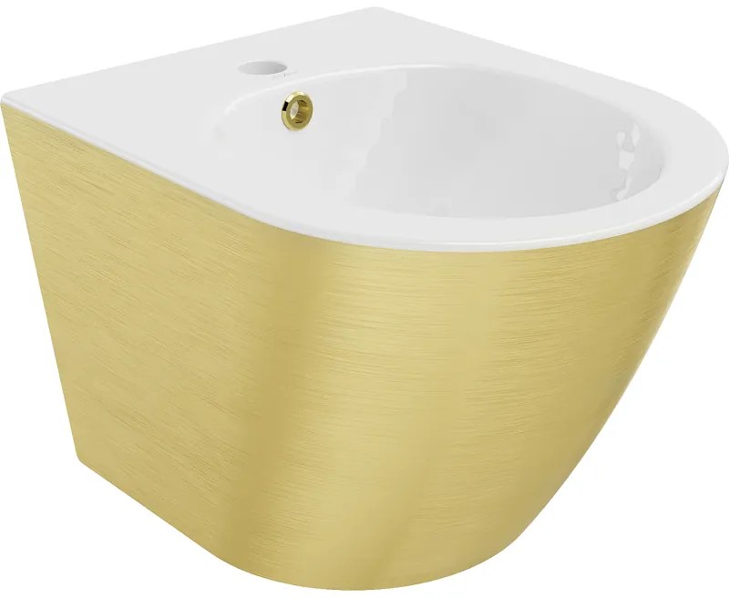 Mexen Lena, závěsný bidet 480x370x325 mm, bílá - zlatý vzor, 35224807