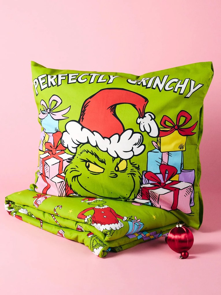 Sinsay - Bavlněný vánoční povlečení s potiskem Grinch - neonová