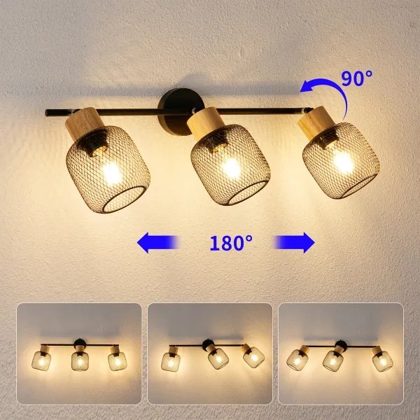 Brilagi - Bodové svítidlo BASKLITE 3xE27/15W/230V dřevo/černá