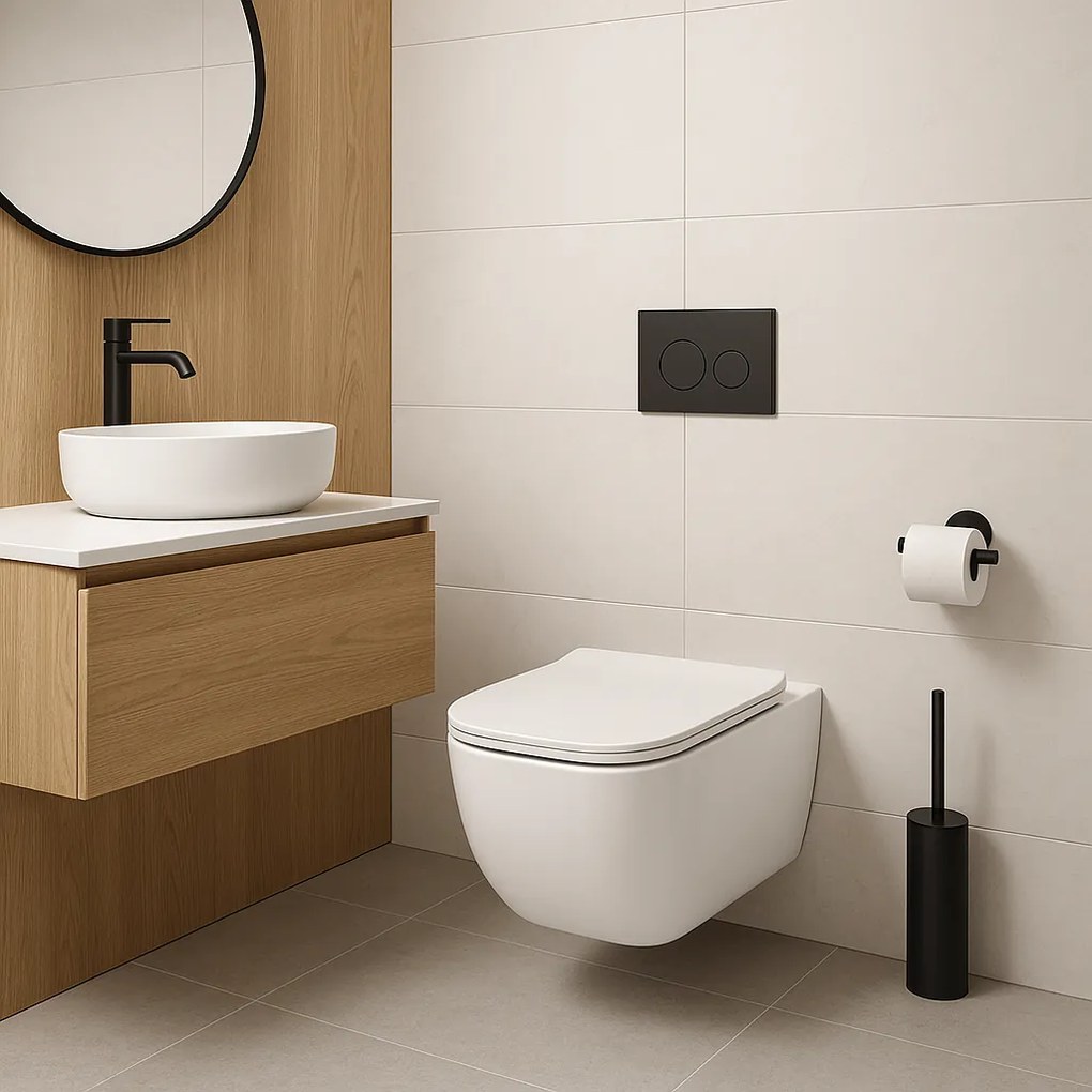Rea Dexter, závěsná WC mísa Rimless Tornado 515x365x350 mm + WC sedátko z duroplastu, bílá lesklá, REA-C1278