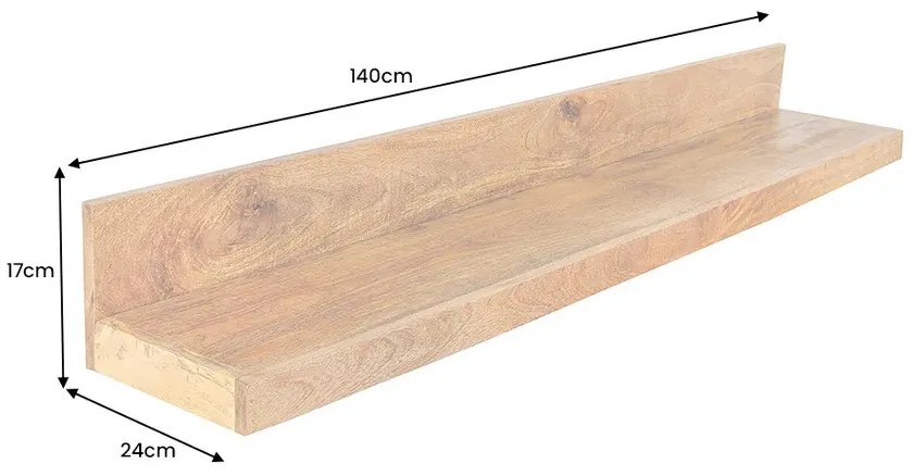 Designová nástěnná police Elegant 140 cm mango