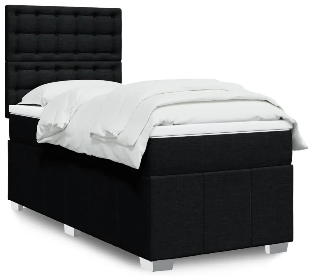 Box spring postel s matrací černá 90x190 cm textil 3291539