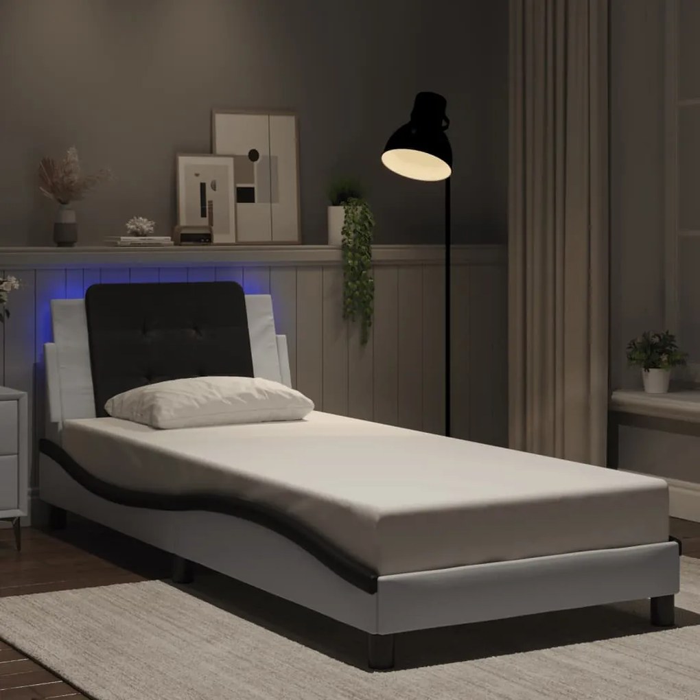 Rám postele s LED bez matrace Zadar bílý a černý 90x200 cm 3214088