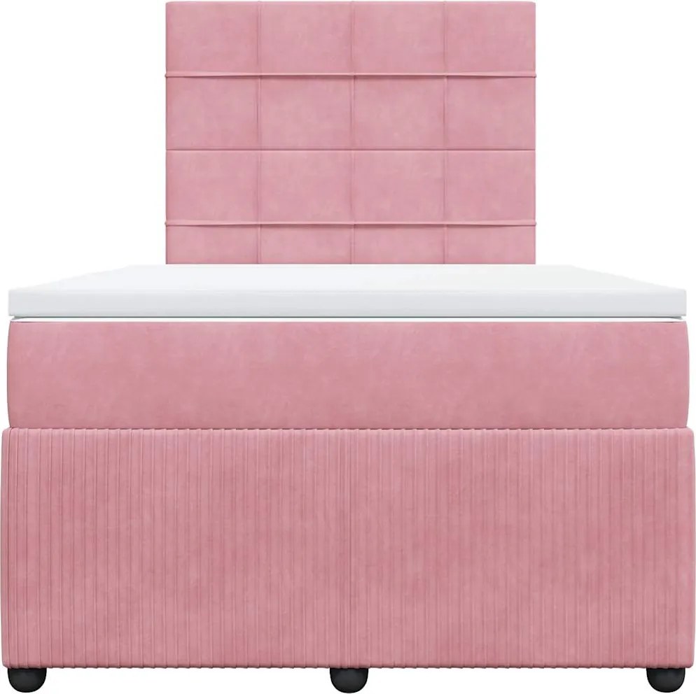 Box spring postel s matrací růžová 120x190 cm samet 3294591