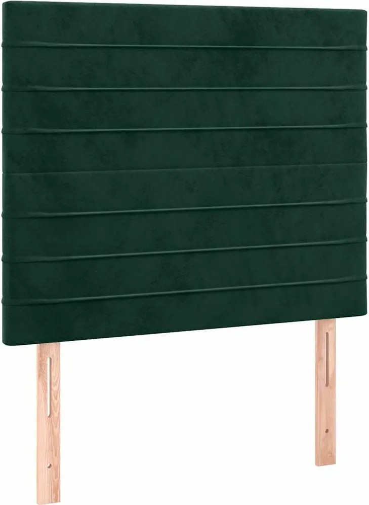 Čelo postele s LED tmavě zelená 100x5x118/128 cm samet 3122609