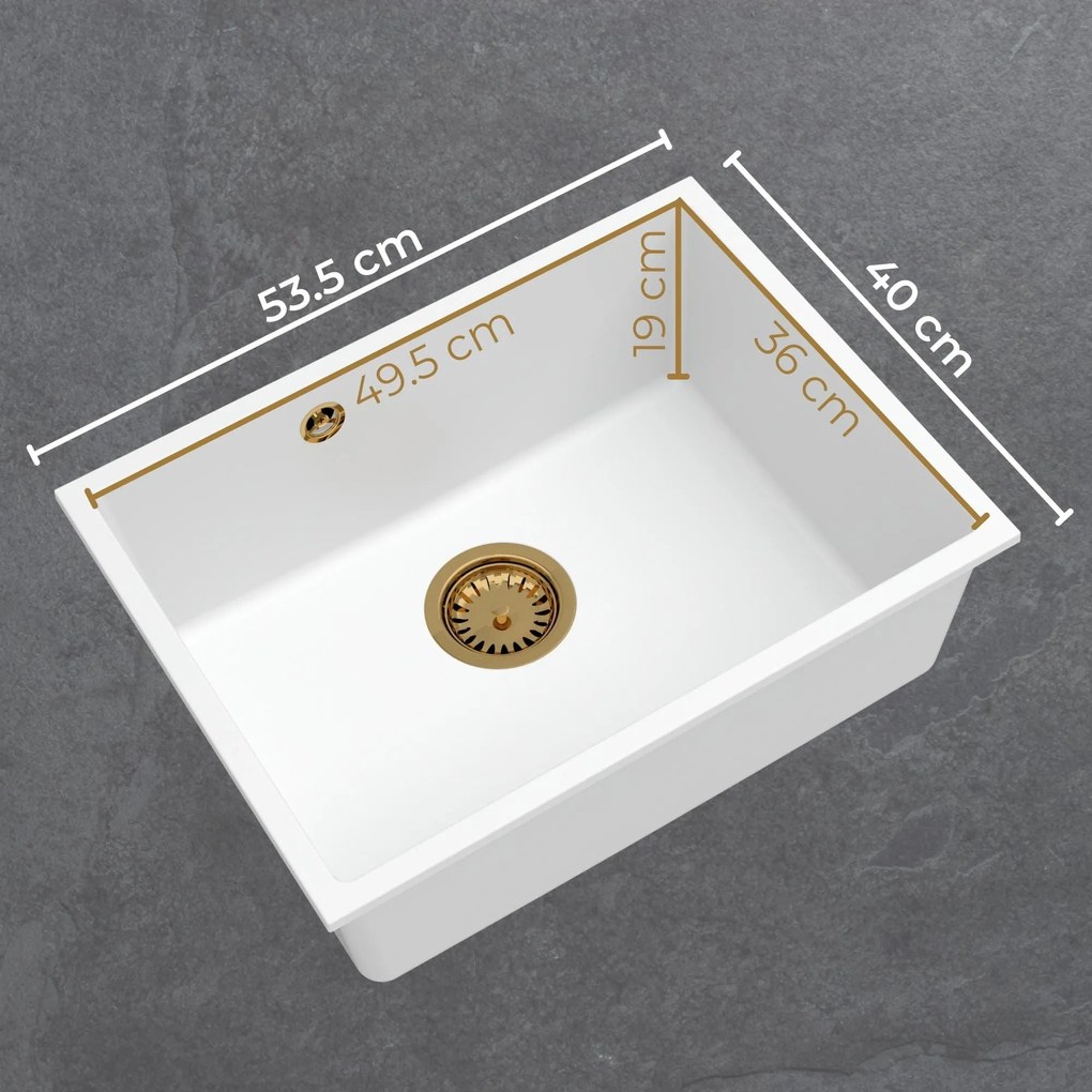 Sink Quality Crypton 60, kuchyňský granitový dřez 535x400x205 mm + černý sifon, černá skvrnitá, SKQ-CRY.B.1KBO.60.XB