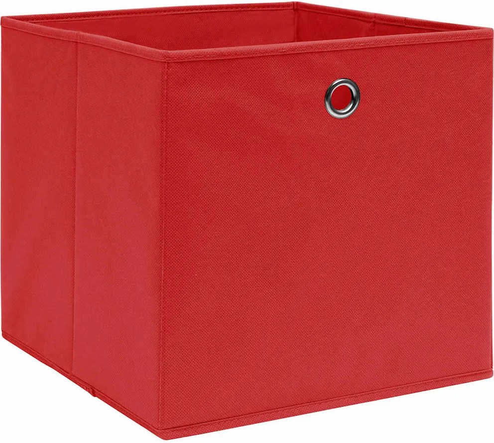 Úložné boxy 4 ks netkaná textilie 28 x 28 x 28 cm červené 325219