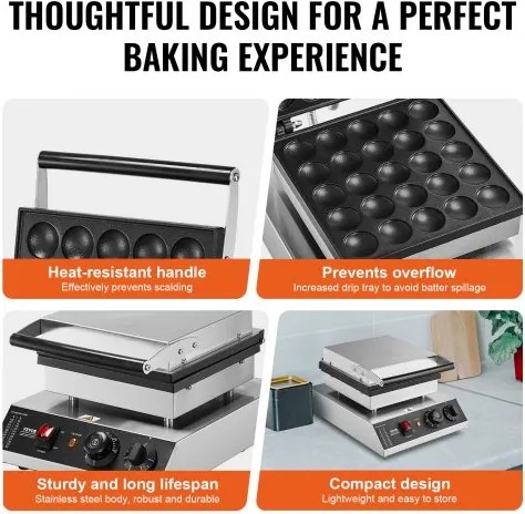 25PCS 43 mm Mini holandský palačinkář komerční Dorayaki Baker 1700 W