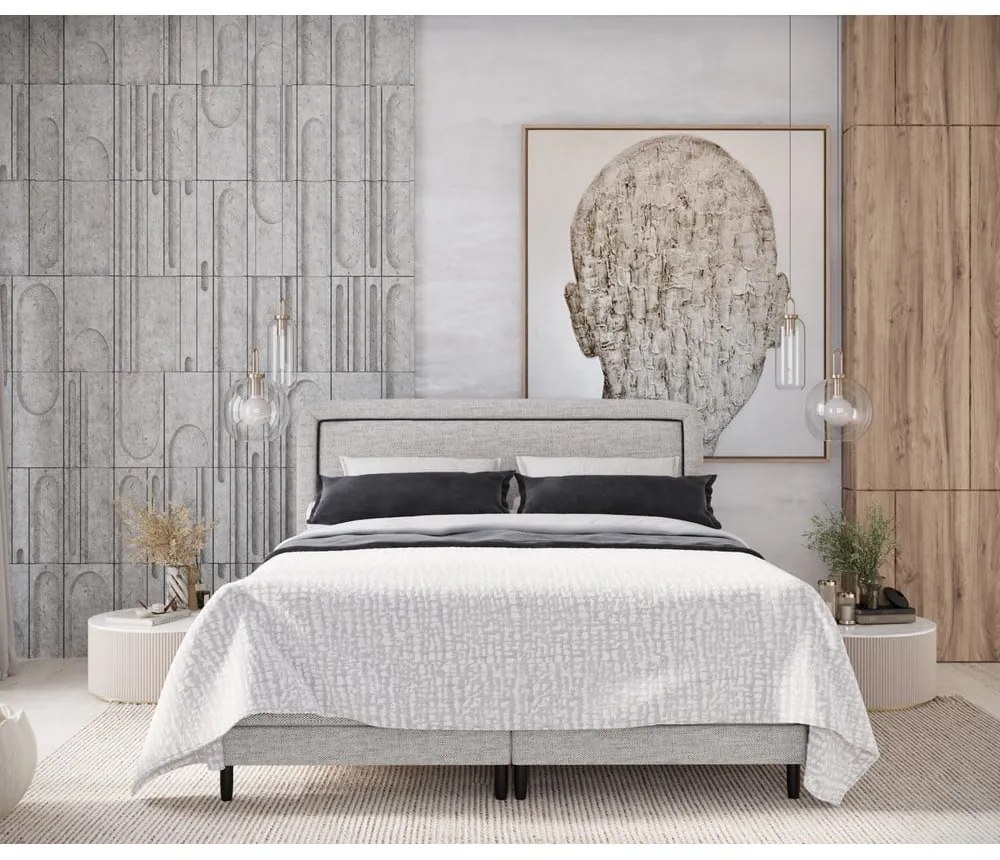 Světle šedá boxspring postel 200x200 cm Dove – Maison de Rêve