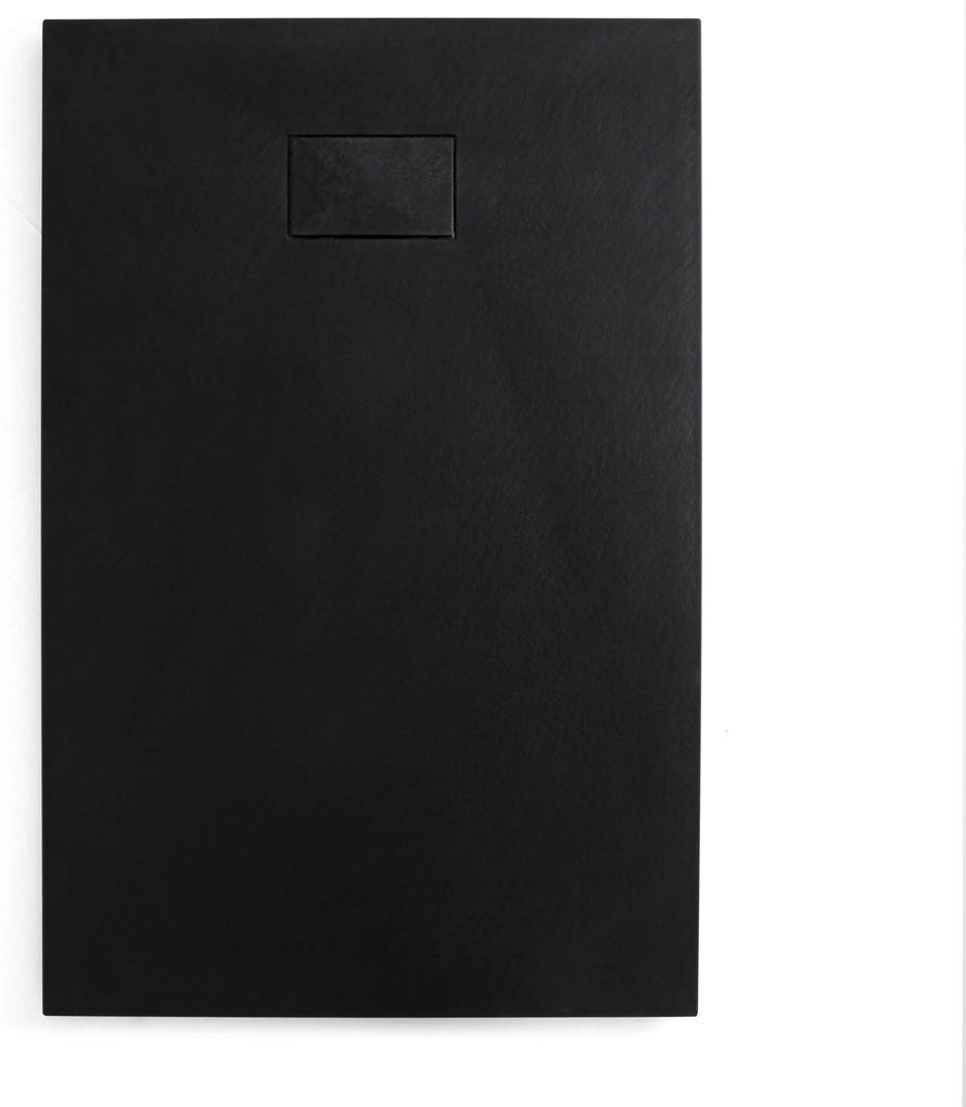 Cerano Gusto, obdélníková sprchová vanička 140x80x3 cm z minerálního kompozitu, černá matná, CER-CER-414644