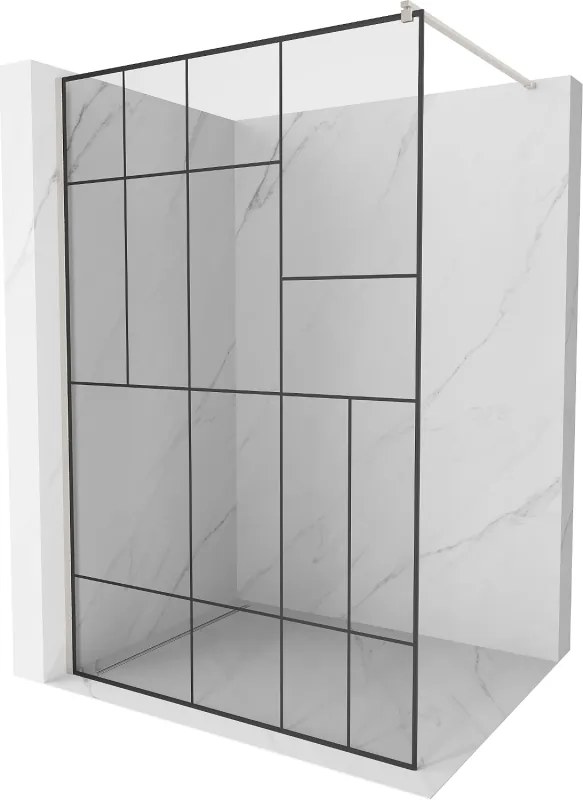 Mexen Kioto, sprchová zástěna Walk-In 70 x 200 cm, 8mm čiré sklo černý vzor, ​​broušená ocel profil, 800-070-101-97-78
