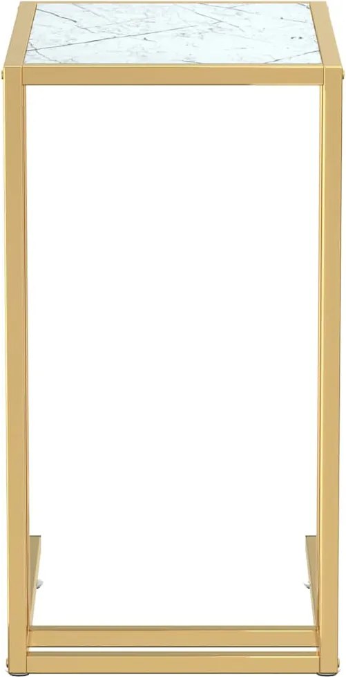 Stolek na notebook bílý mramor 50 x 35 x 65 cm tvrzené sklo 331648