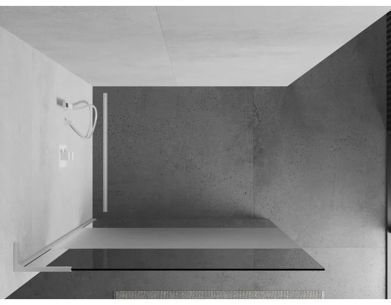 Mexen Kioto L, sprchová zástěna Walk-In 100 x 200 cm, 8mm čiré sklo-námraza, bílý profil, 800-100-103-20-35
