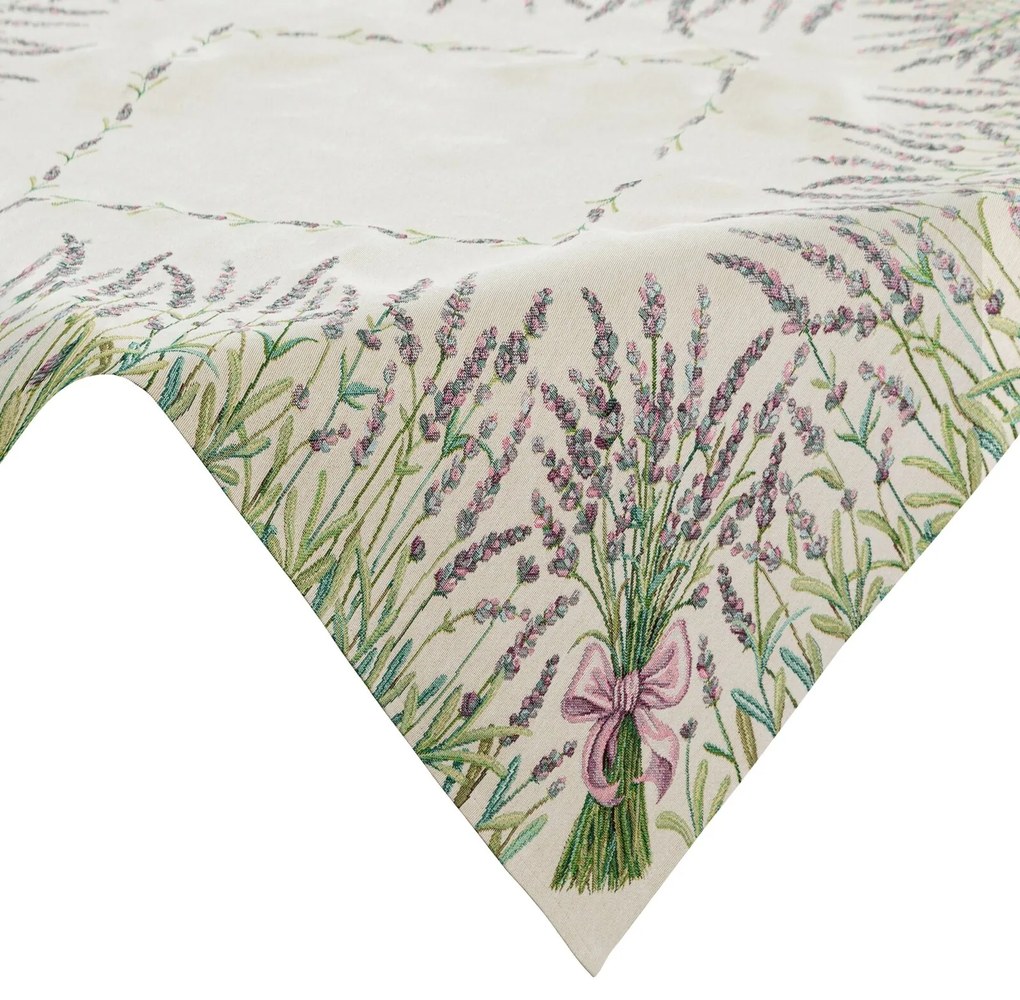 GOBELÍNOVÝ UBRUS LAVENDER 100X100 CM VZOROVANÝ