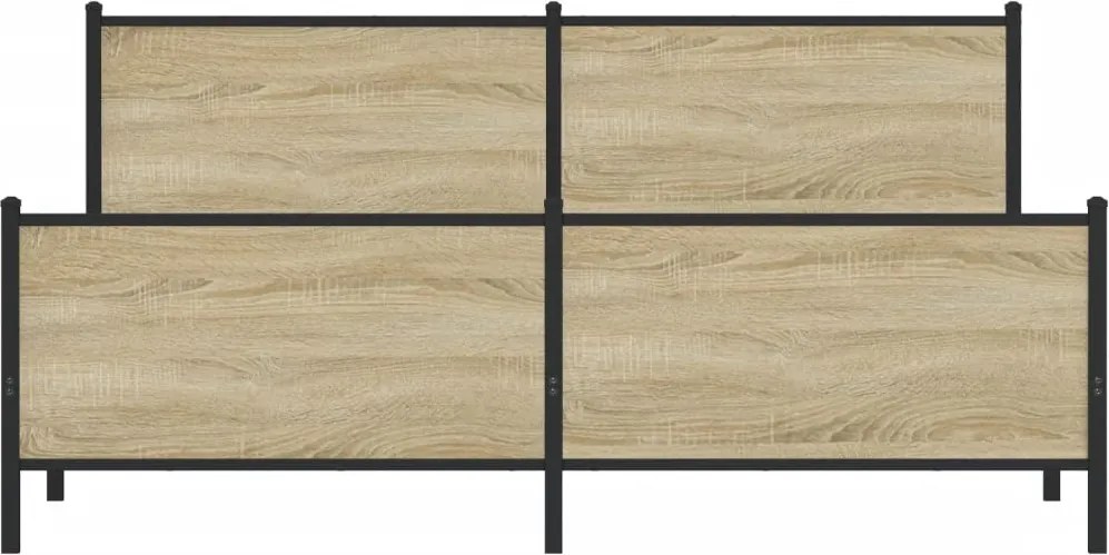 Kovový rám postele bez matrace dub sonoma 200 x 200 cm 3301367