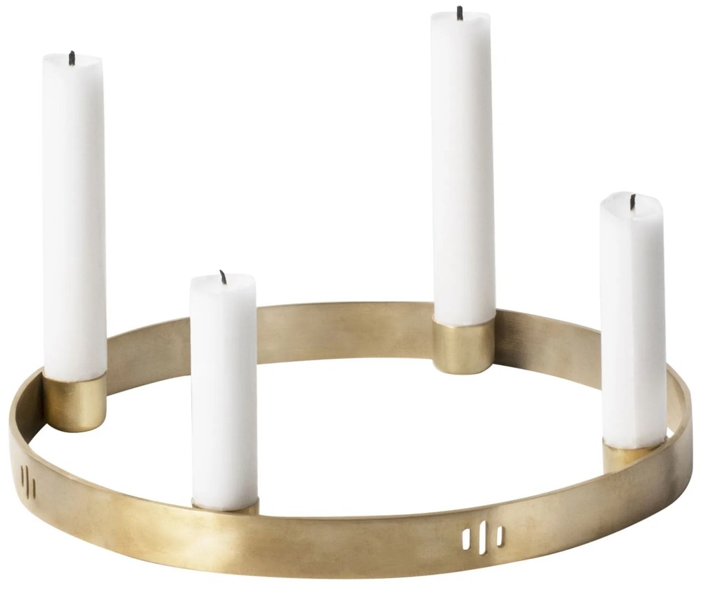 ferm LIVING Mosazný adventní svícen Circle Brass, zlatá barva, kov