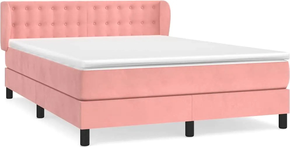 Box spring postel s matrací růžová 140x200 cm samet 3127738
