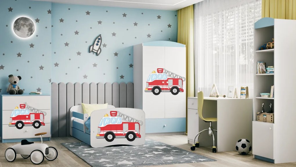 Dětská skříň Babydreams 90 cm hasičské auto modrá