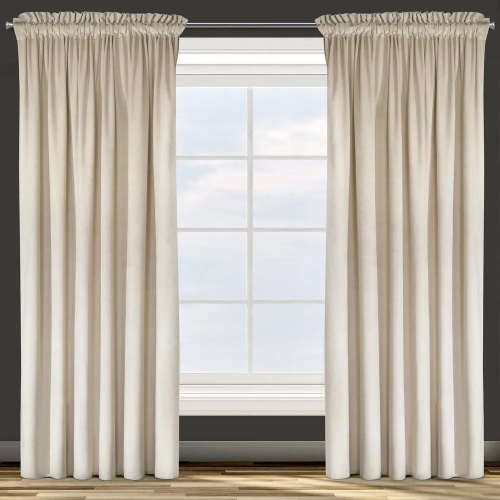 Design 91 Záclona připravená na pásku 140x270 Rosa béžový velur D91