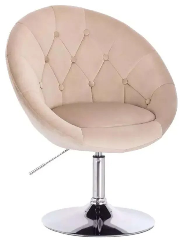 LuxuryForm DESIGN Otočné křeslo VERA VELUR na stříbrném talíři - latte