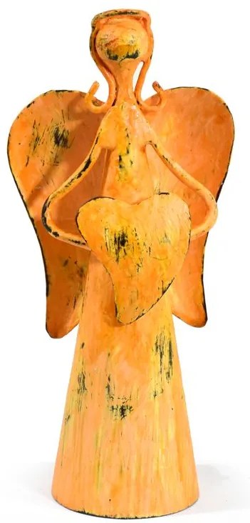 Sanu Babu Kovová soška anděla, oranžová, 9x7x18cm