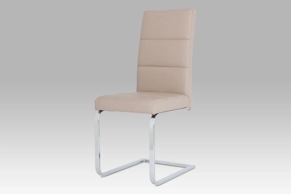 Artium Jídelní židle koženka cappuccino / chrom - B931N CAP1