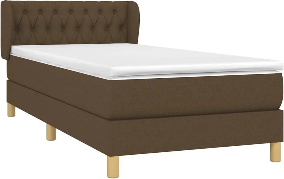Box spring postel s matrací tmavě hnědá 90x200 cm textil 3127016