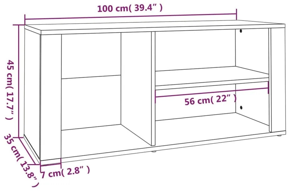 Botník betonově šedý 100x35x45 cm kompozitní dřevo