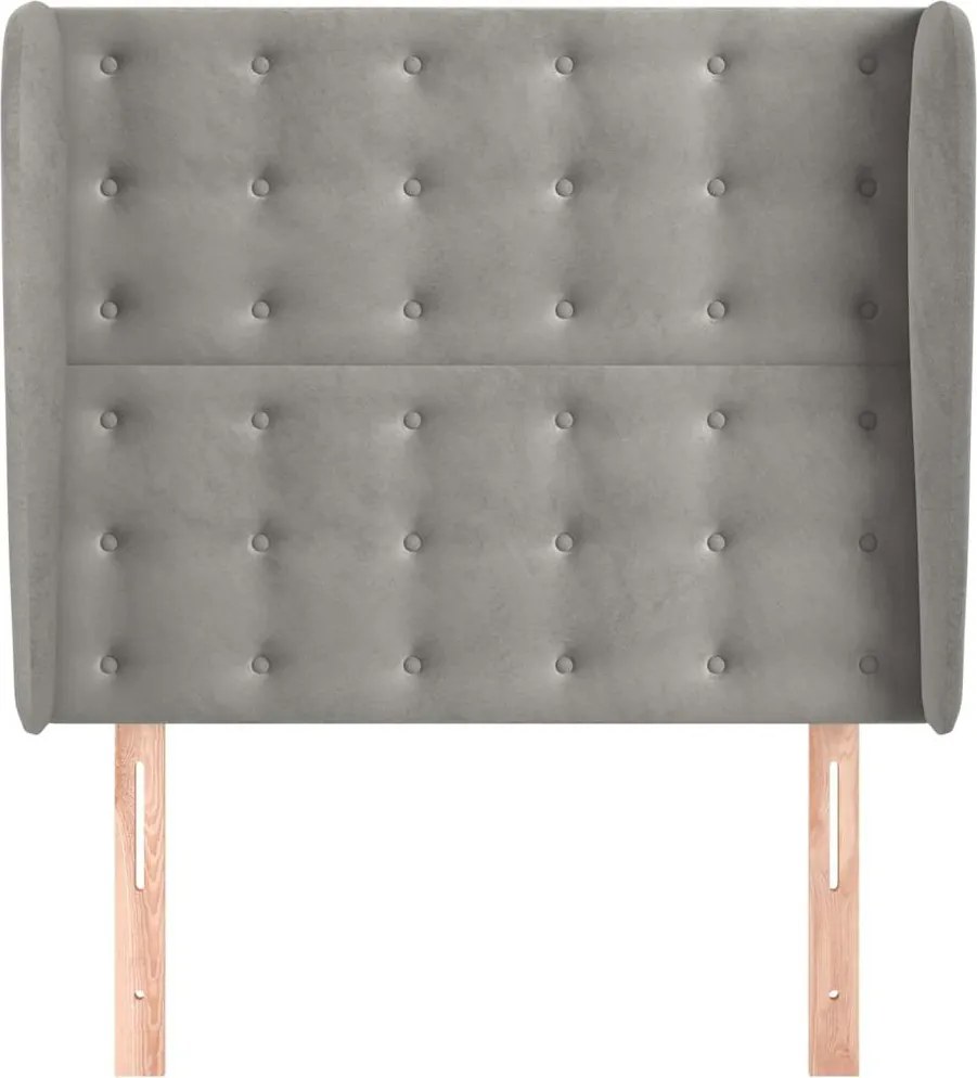 Čelo postele typu ušák světle šedé 93 x 23 x 118/128 cm samet 3118426