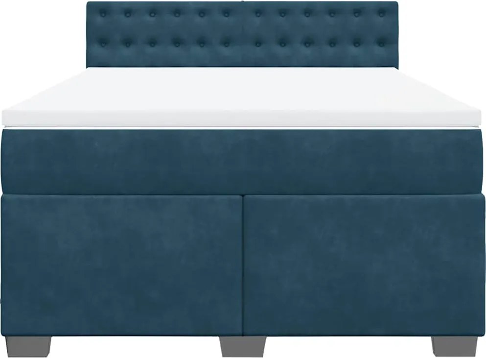 Box spring postel s matrací modrá 140 x 190 cm samet 3288622