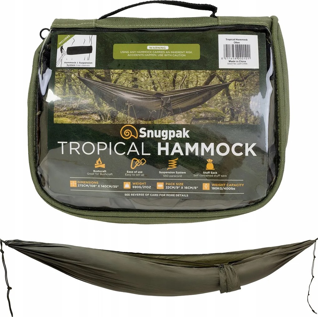 Lehká turistická houpací síť Snugpak Tropical buschcraft Olive