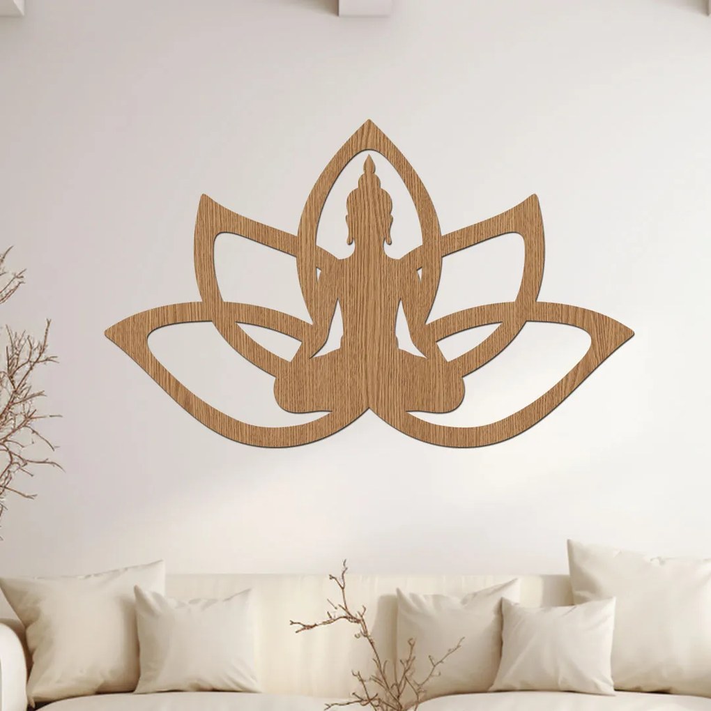 dřevo života Dřevěný obraz SEDÍCÍ BUDHA Zvolte barvu dekoru: Dub Sonoma, Rozměry šxv (cm): 40x25