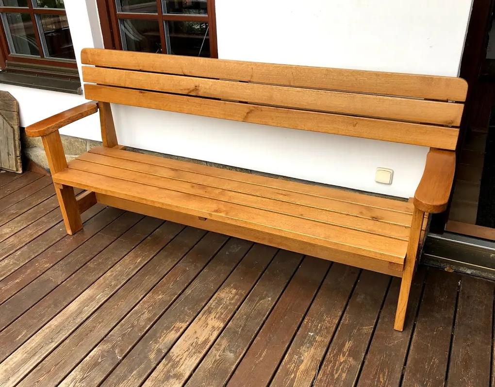 KULHÁNEK Zahradní lavice s područkami - klasická Délka: 150 cm, Odstín nátěru: lazura - palisandr