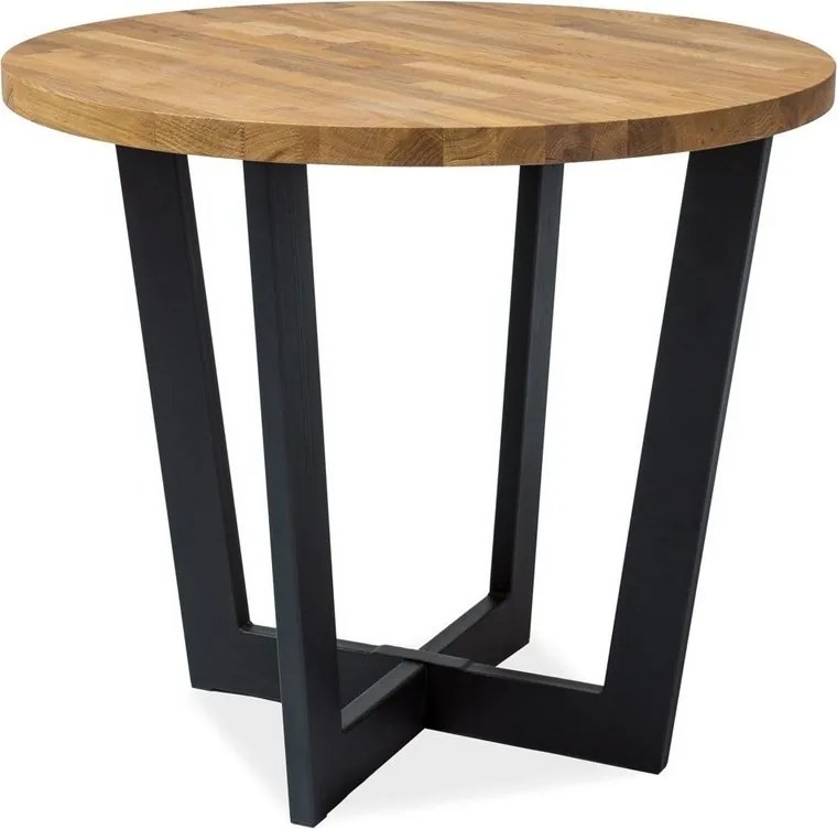 Casarredo - Komfort nábytek Kulatý jídelní stůl CONO, dub masiv/černý kov