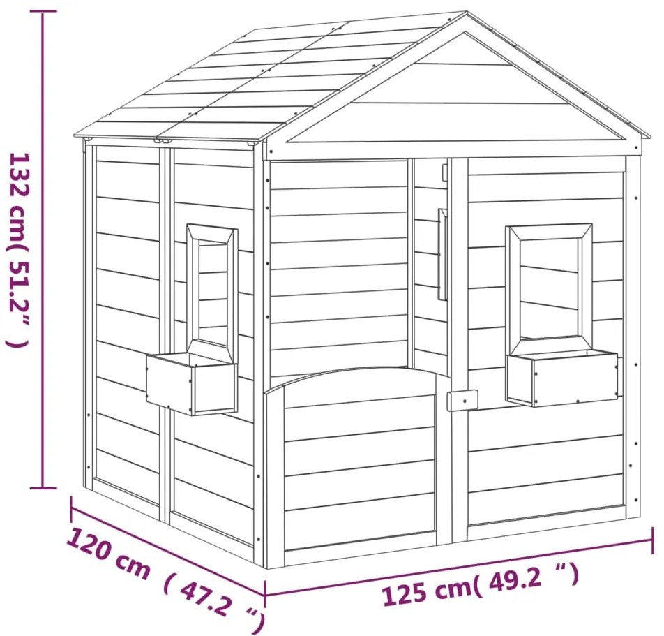 vidaXL Domeček s uzamykatelnými dveřmi a květináči masivní jedle