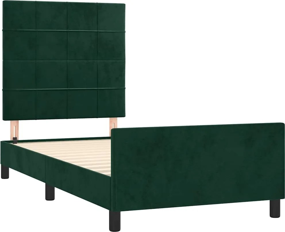 Rám postele bez matrace tmavě zelená 90 x 200 cm samet 3125736