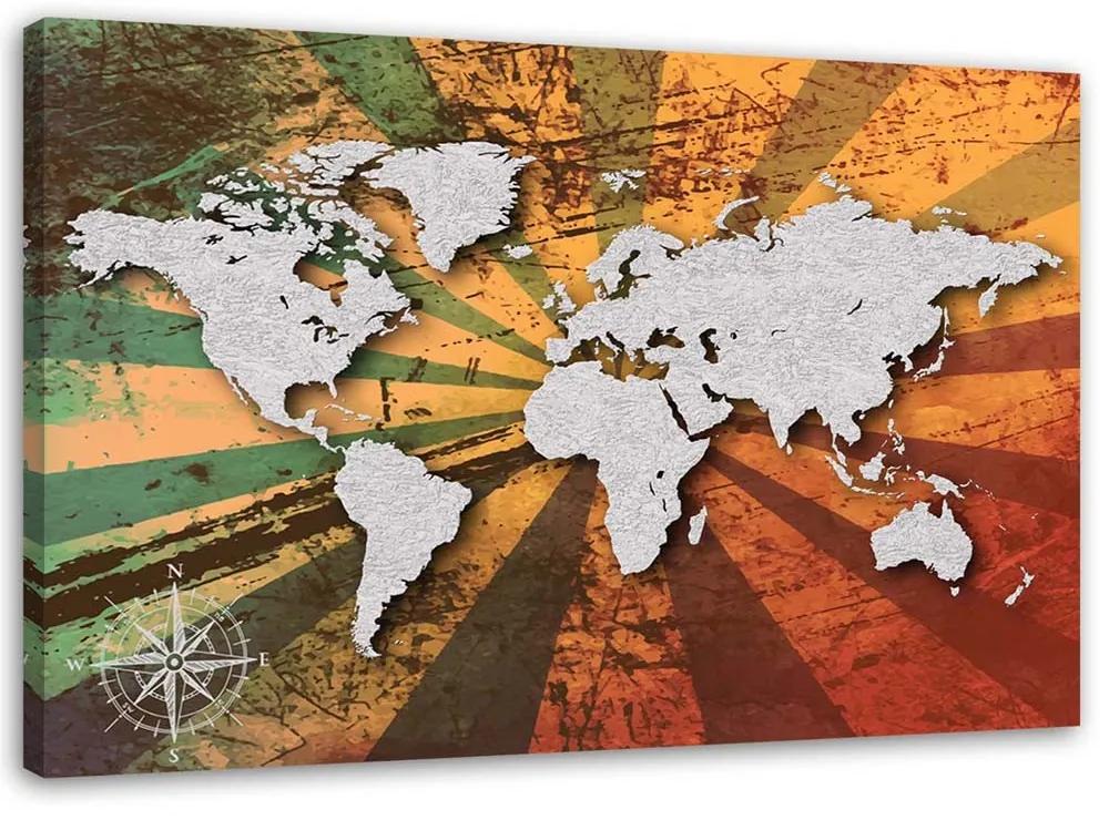 Gario Obraz na plátně Šedá vintage mapa světa Rozměry: 60 x 40 cm