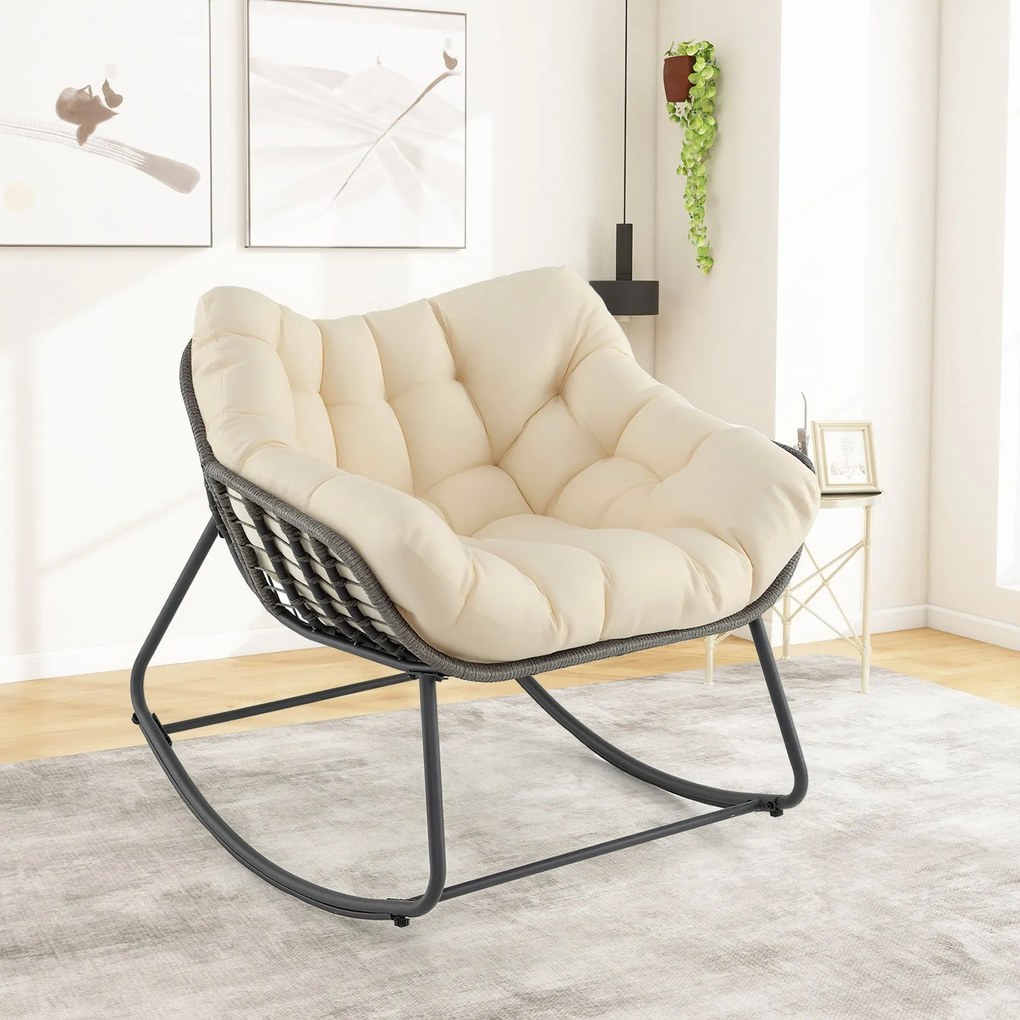 Costway Venkovní houpací křeslo Oversized Patio PE proutěné křeslo s vejci
