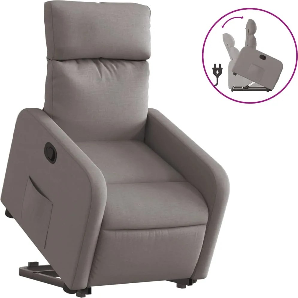 Zvedací polohovací křeslo taupe textil 3206706