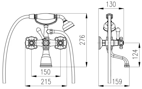 RAV Slezák MK159.5/2SM - Vanová sada s baterií MORAVA RETRO stará mosaz