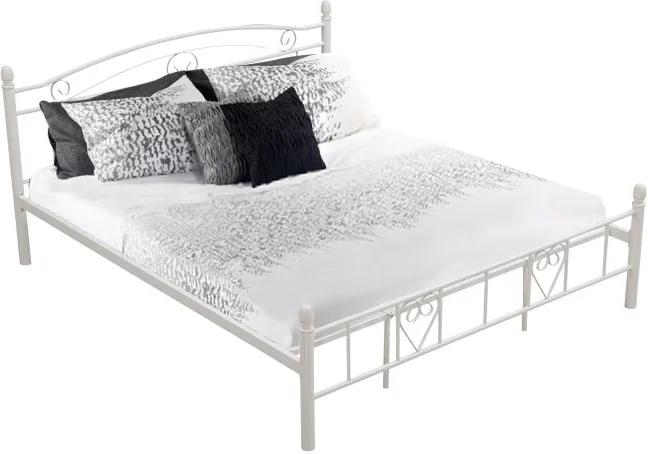 Tempo Kondela Kovová postel BRITA s lamelovým roštem 180x200 - bílá